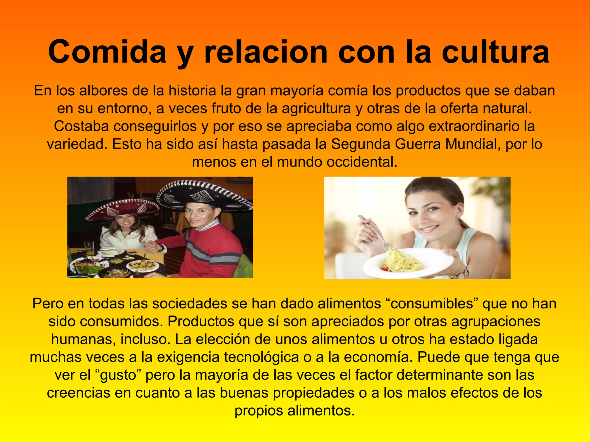 Comida y costumbres culturales | PPT