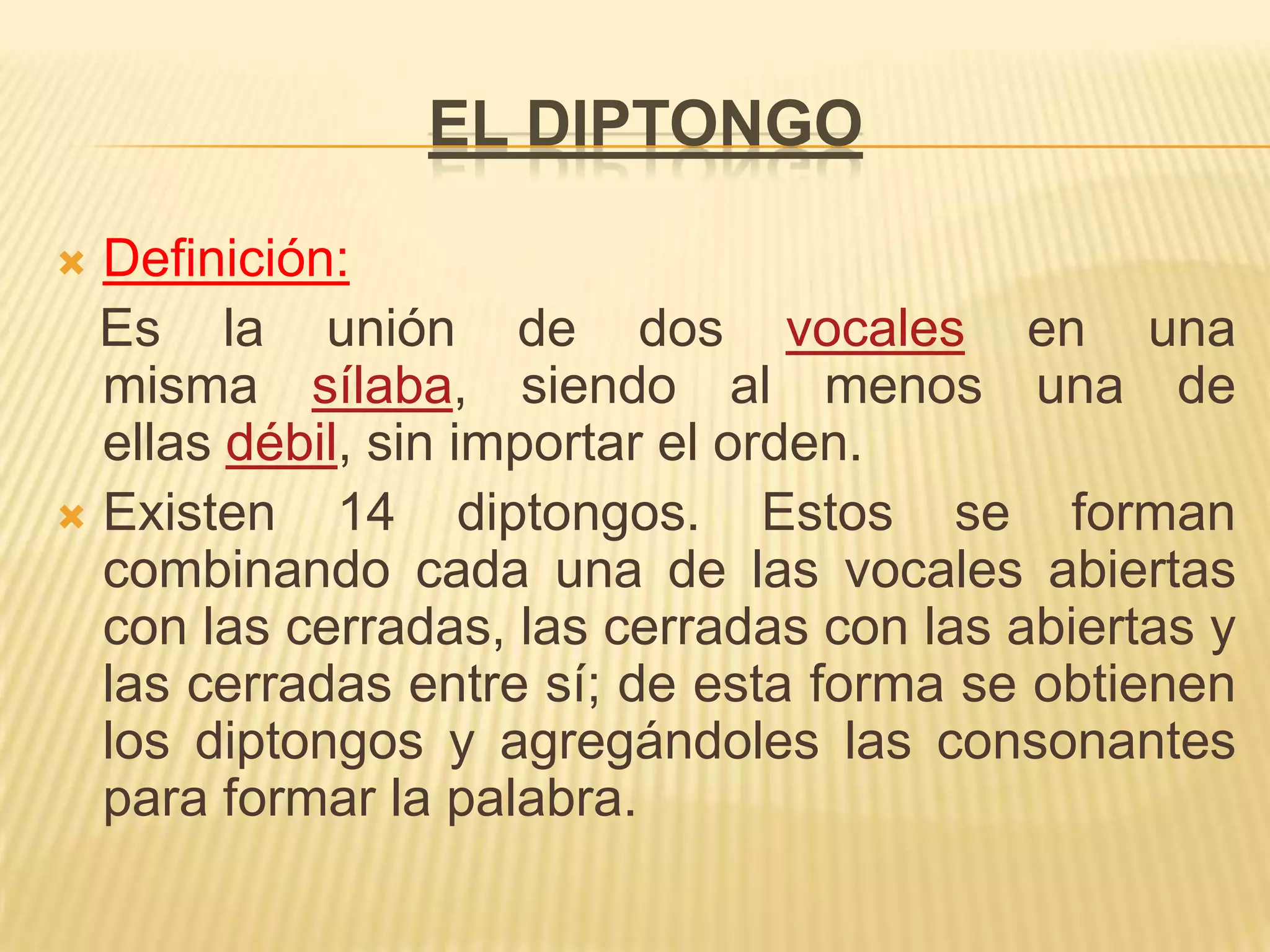 Clasificación del Diptongo | PPTX