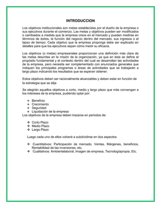 objetivos institucionales y objetivos reales | DOCX