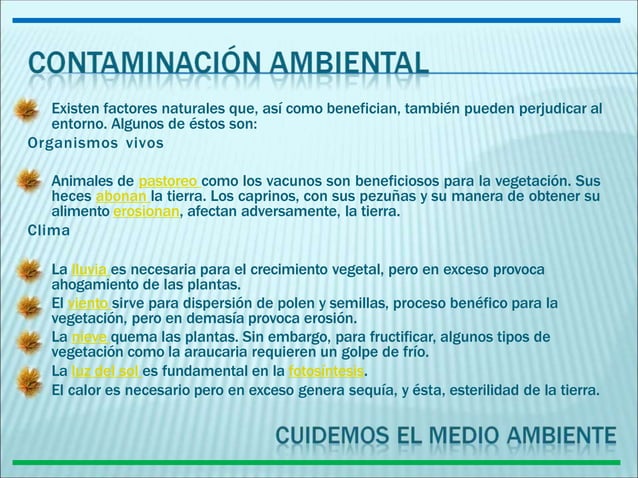 CUIDEMOS EL MEDIO AMBIENTE | PPTX | Environment | Science