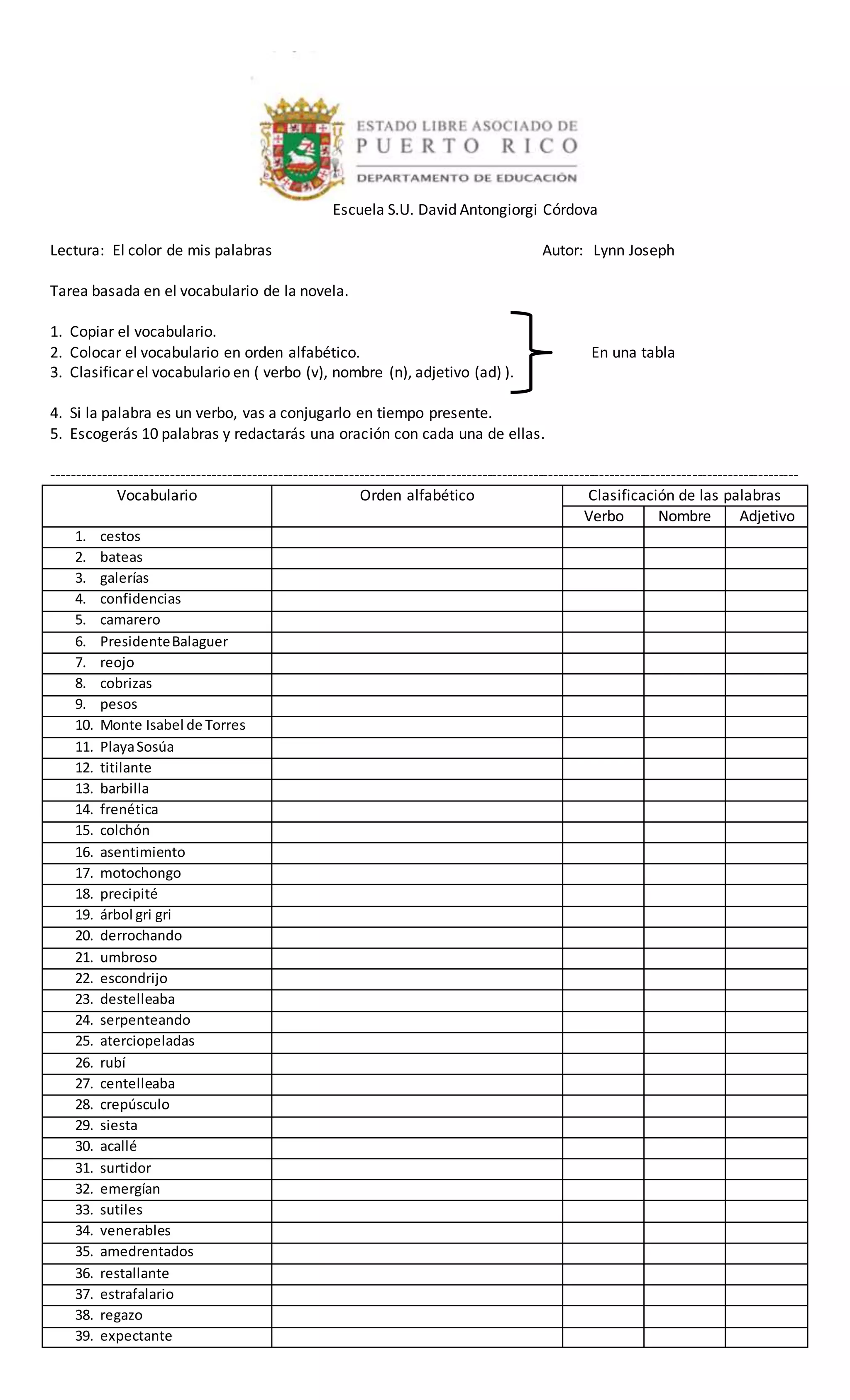 Trabajo especial vocabulario el color de mis palabras1 | DOCX | Poetry ...