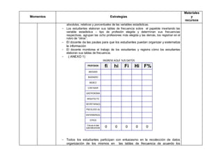 SESIÓN DE CLASE - ESTADISTICA 1ERO SECUNDARIA | DOCX