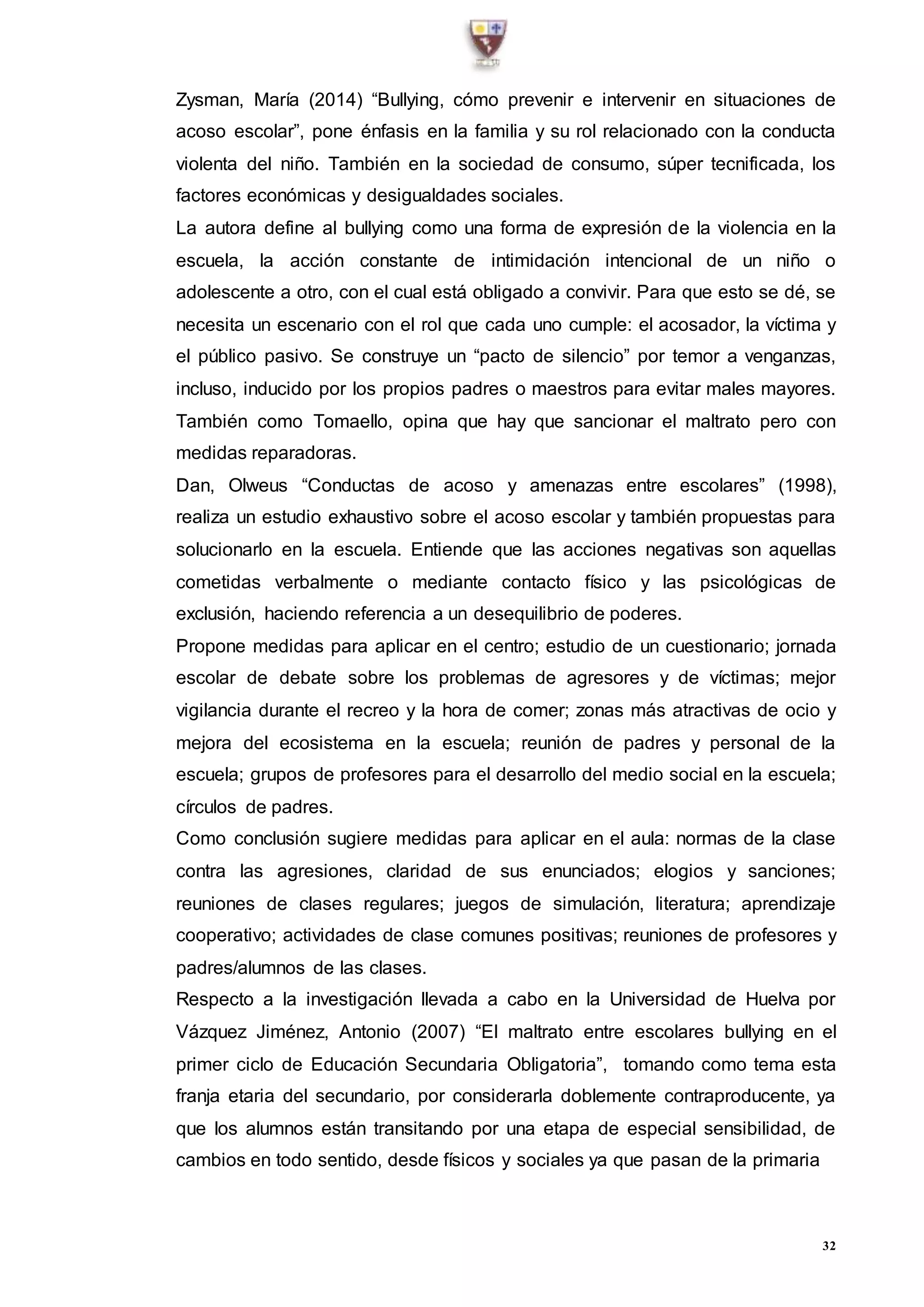 Bullying en la escuela nivel secundario | DOCX