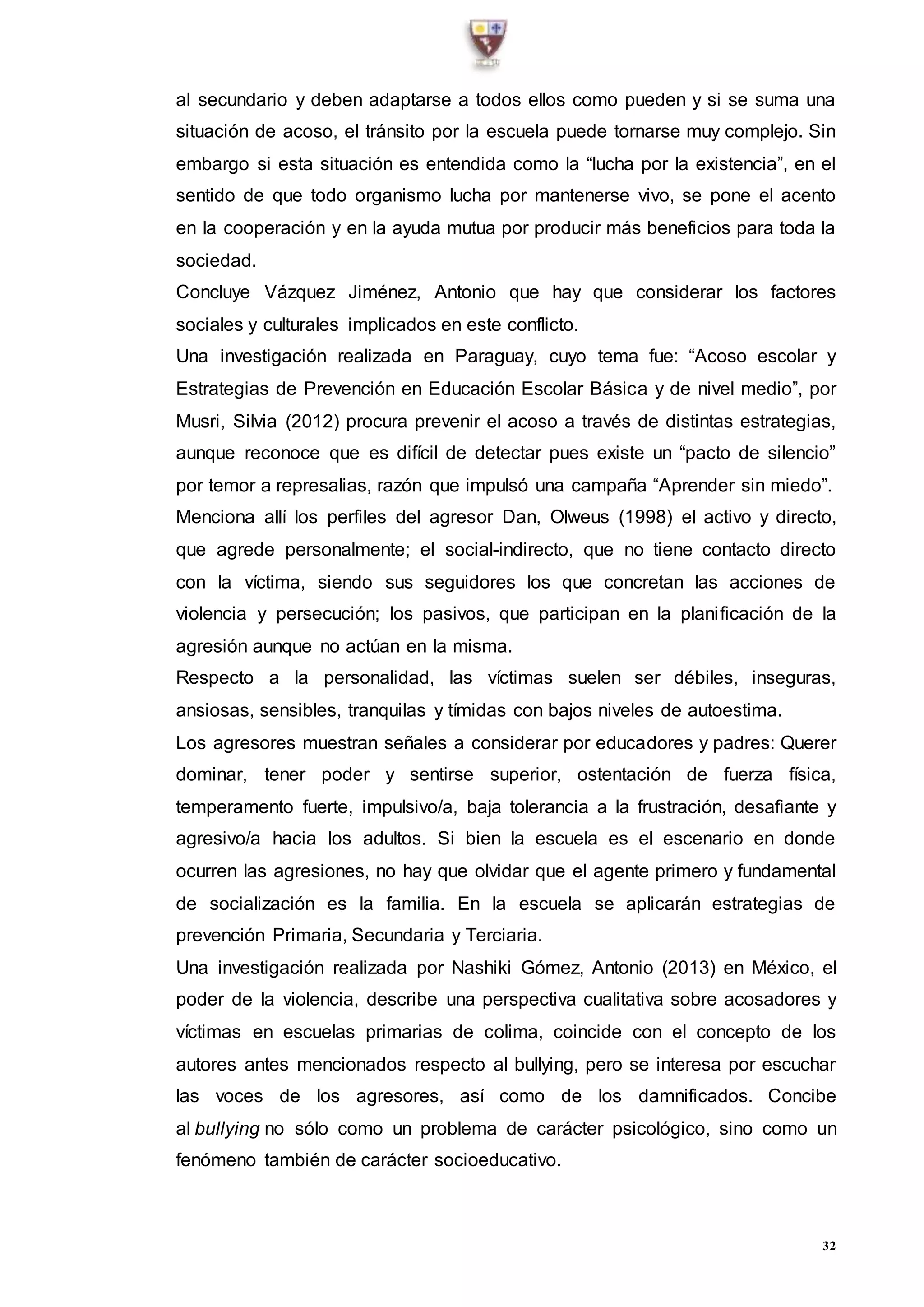 Bullying en la escuela nivel secundario | PDF