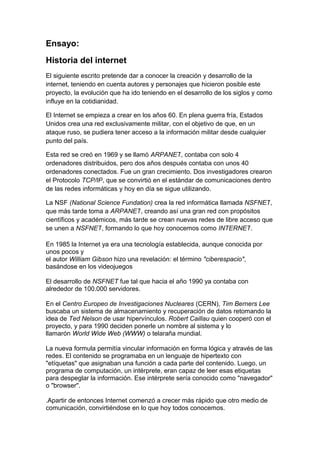 Historia del Internet | DOC | Internet | Computing