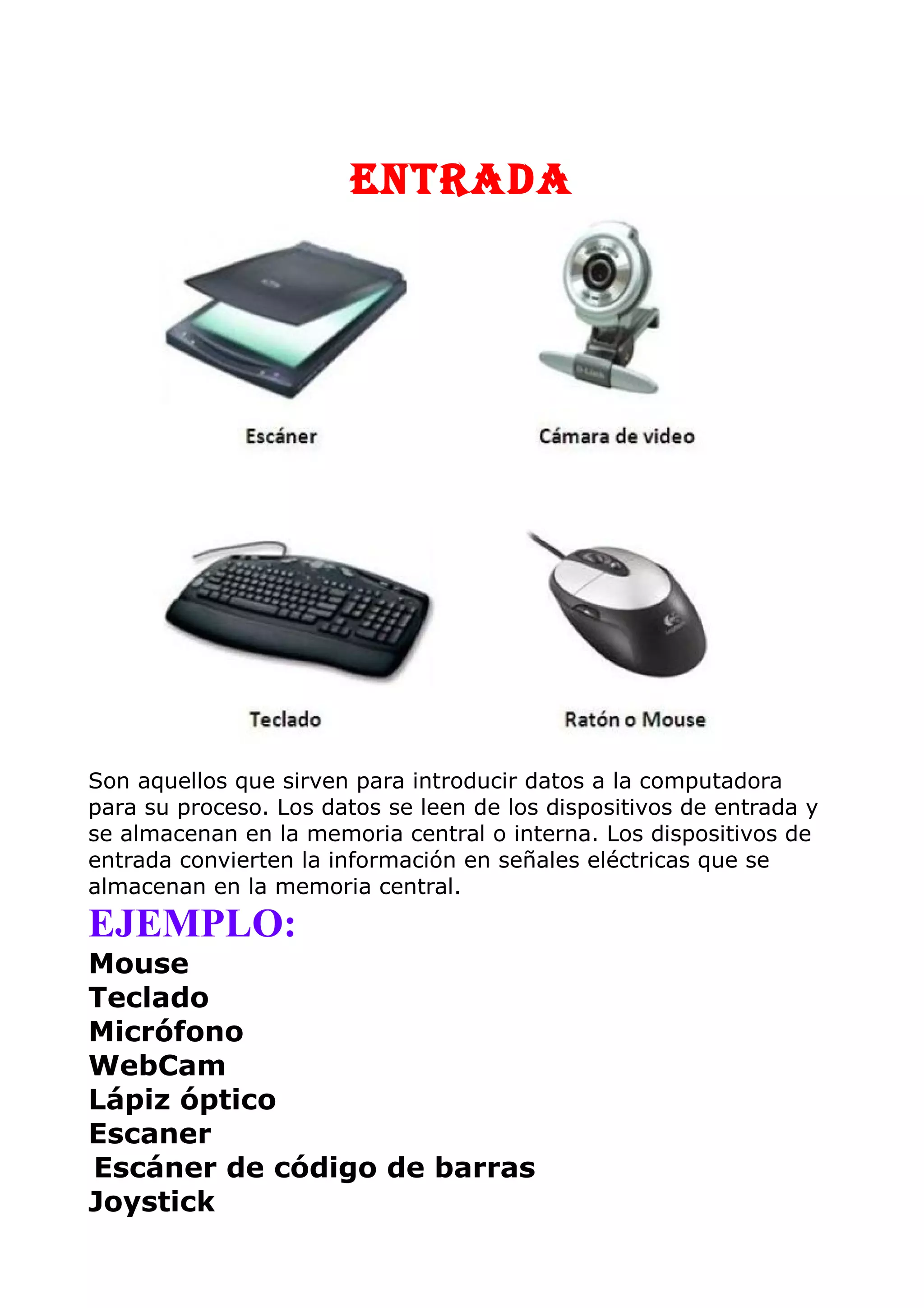 DISPOSITIVOS DE ENTRADA, SALIDA Y ALMACENAMIENTO | PDF