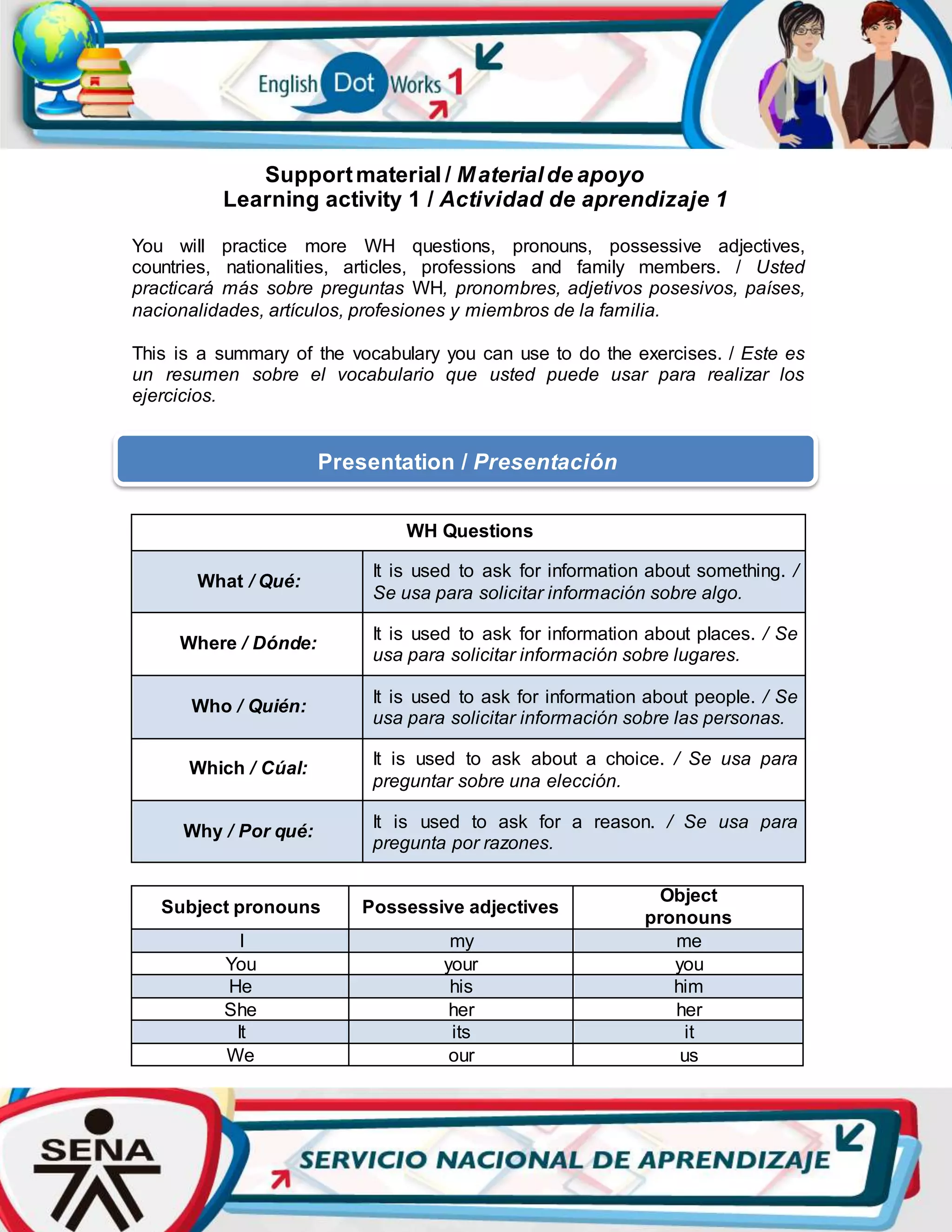 Trabajo ingles 1 guia | DOCX