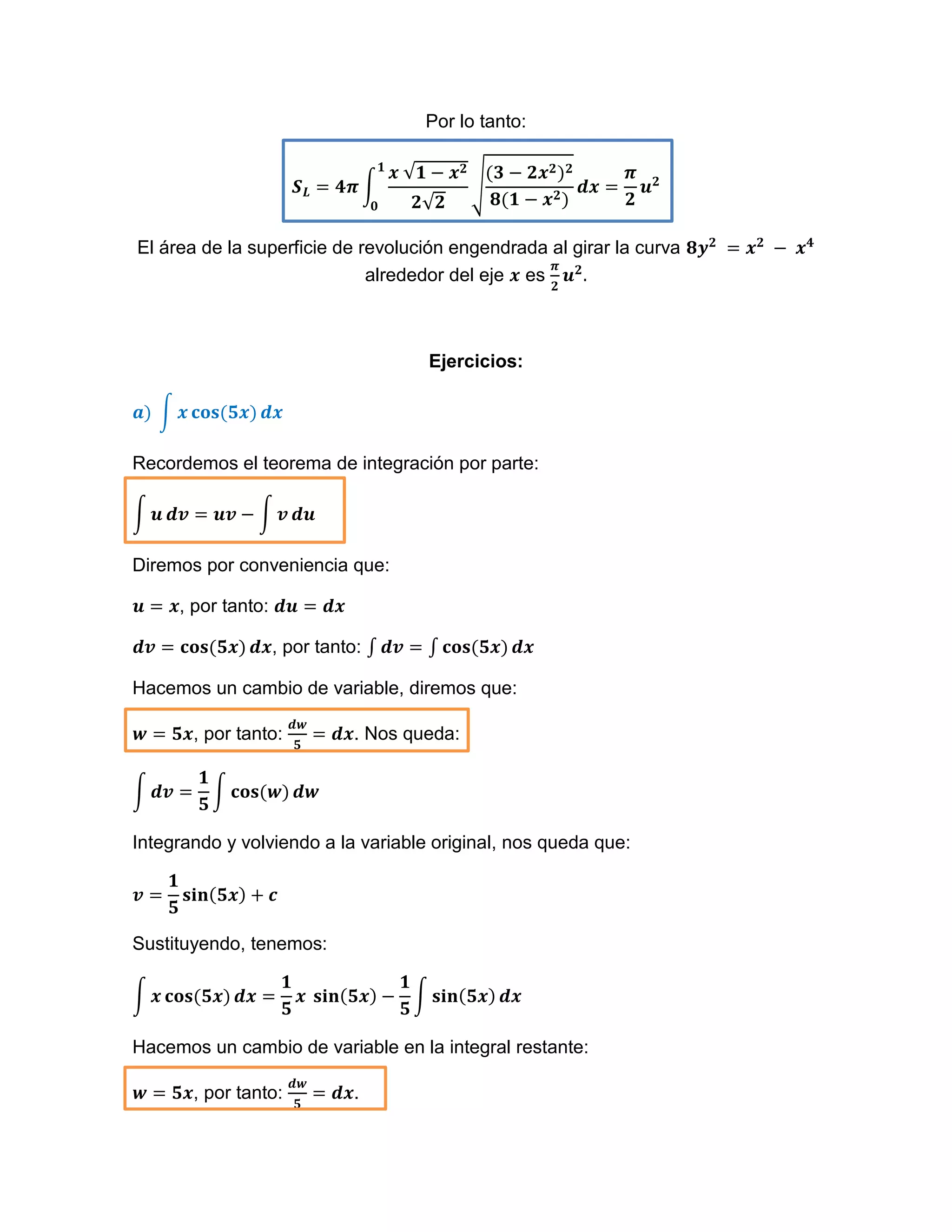 Integrales definidas y método de integración por partes | PDF