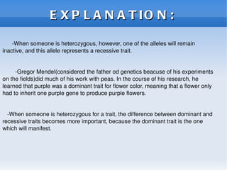 DOMINANT AND RECESIVE TRAITS | ODP
