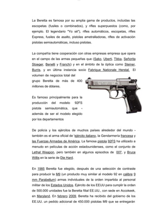 TRABAJO SOBRE EL ARMA DE FUEGO PIETRO BERRETA | DOCX