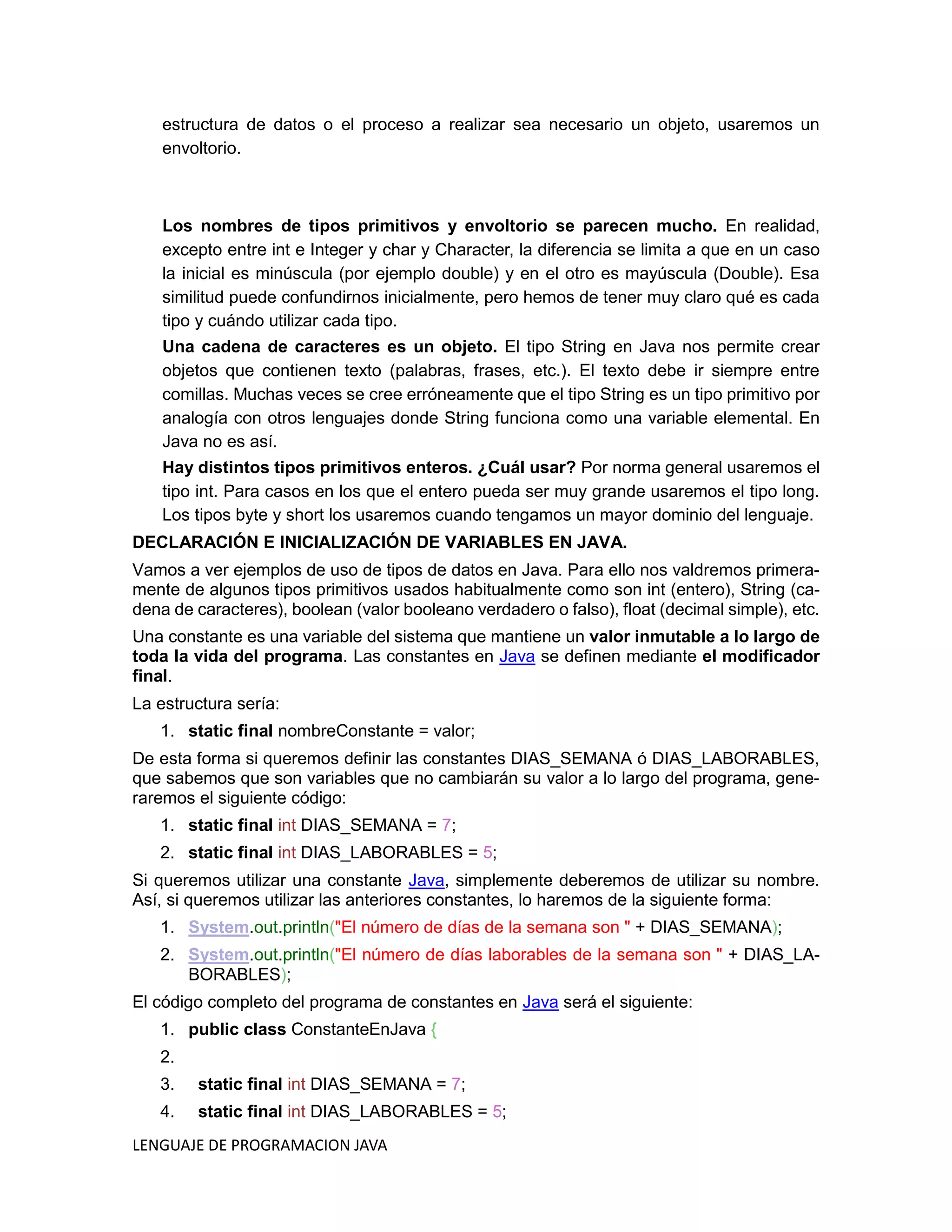 Trabajo practico de lenguaje java.Conceptos. Estructuras. Programacion. | PDF | Programming ...