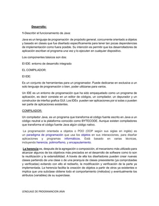 Trabajo practico de lenguaje java.Conceptos. Estructuras. Programacion. | PDF | Programming ...