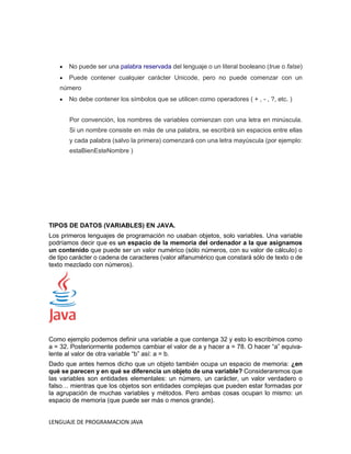 Trabajo practico de lenguaje java.Conceptos. Estructuras. Programacion ...