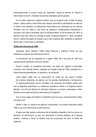 Trabajo práctico golpes de estado en Argentina | DOCX