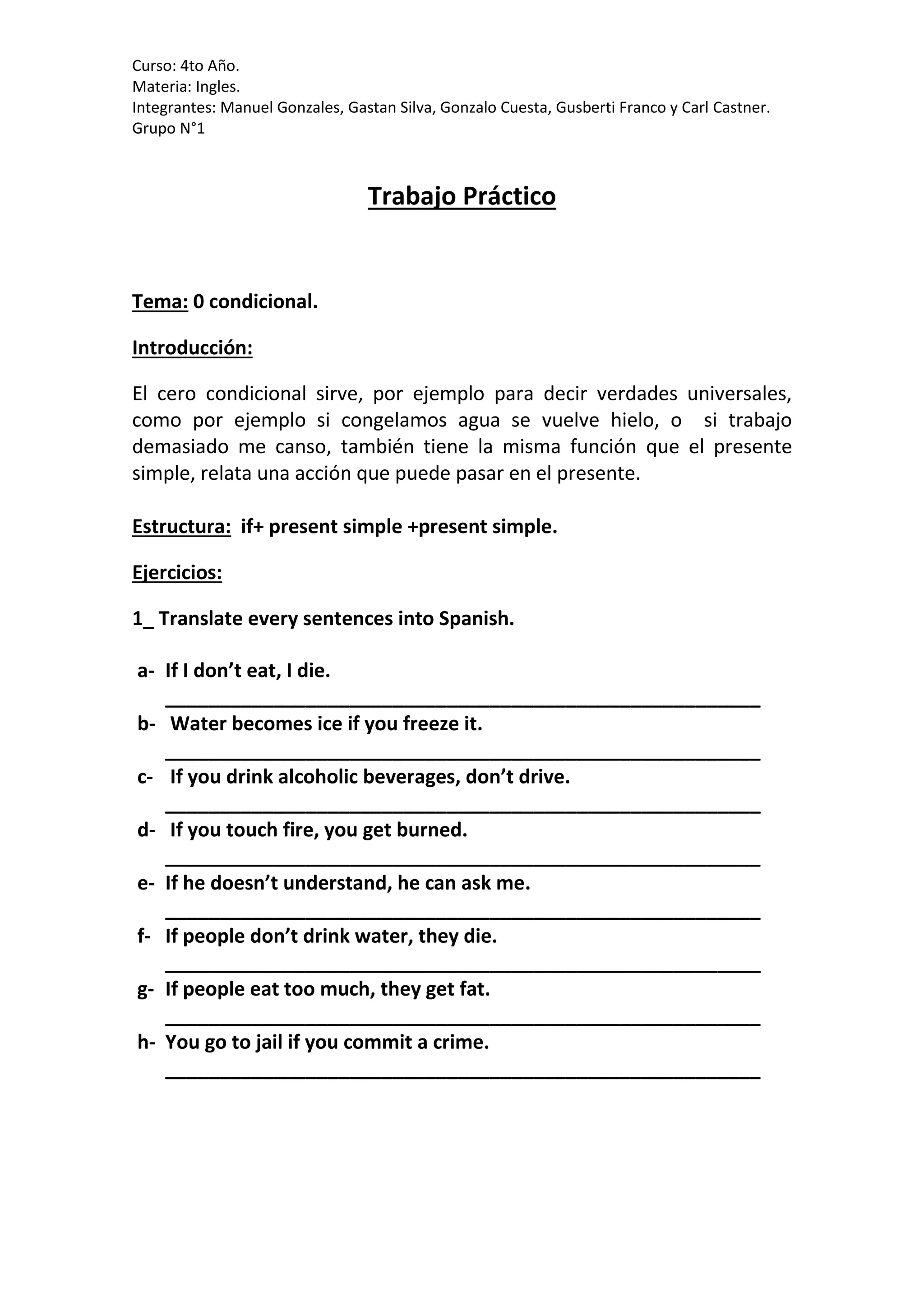 Trabajo práctico grupo 1 conditional type 0 | PDF