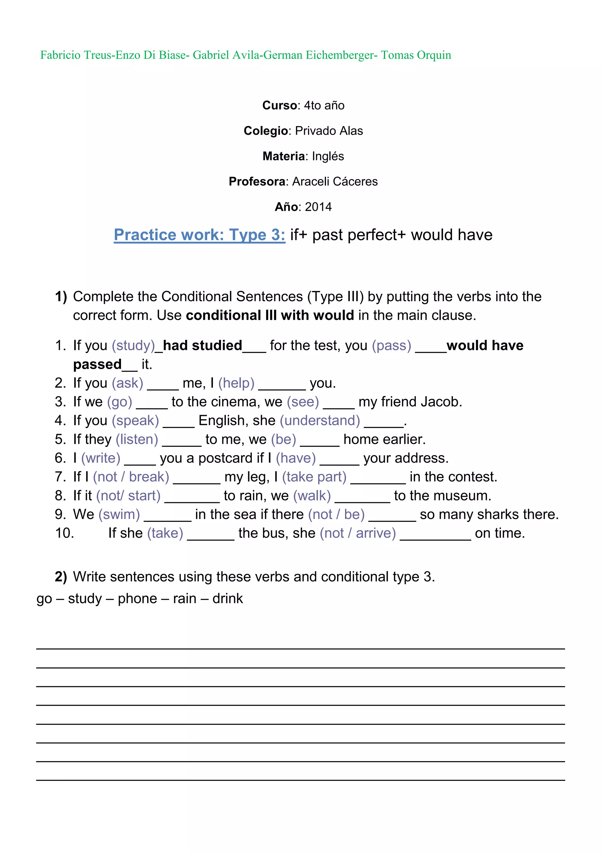 Trabajo práctico grupo 4 conditional type 3 | PDF