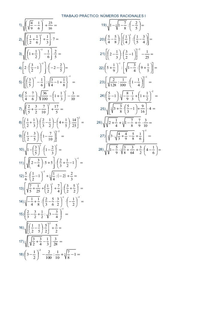 Trabajo práctico numeros racionales i