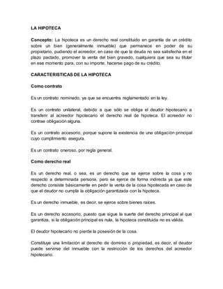 Trabajo siobre la hipoteca contratos | DOCX