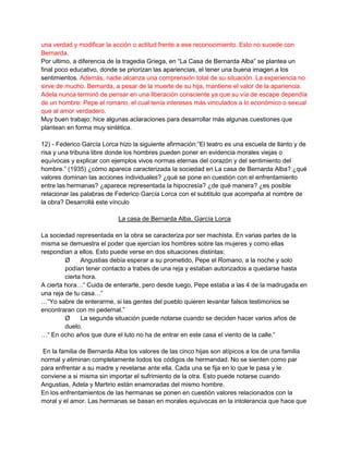 Trabajo sobre bernarda alba y los conceptos de género dramático | PDF