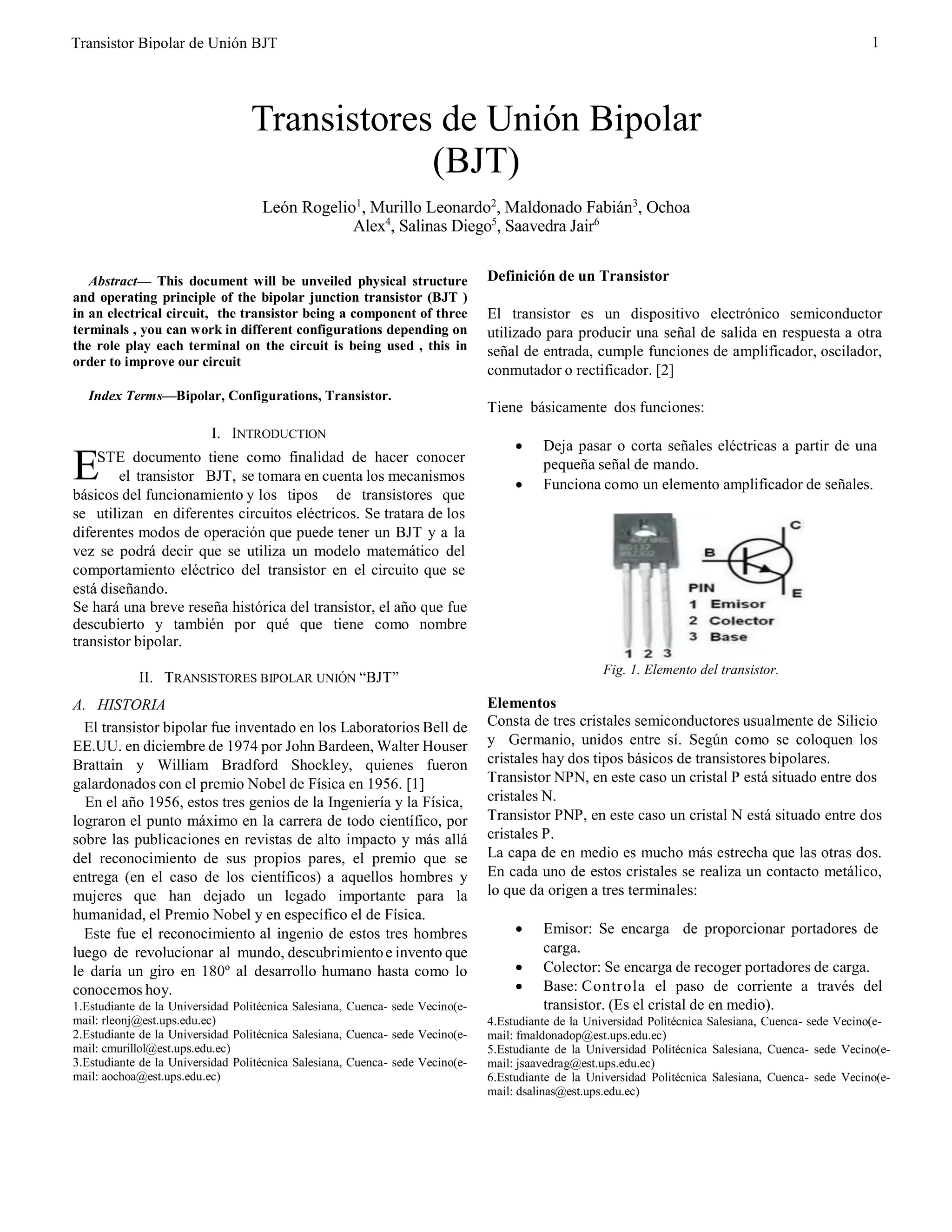 Transistores Bipolar - Bjt - Electrónica Analógica - Digital | PDF