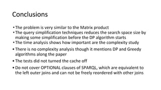 Exploiting the query structure for efficient join ordering in SPARQL queries | PPT