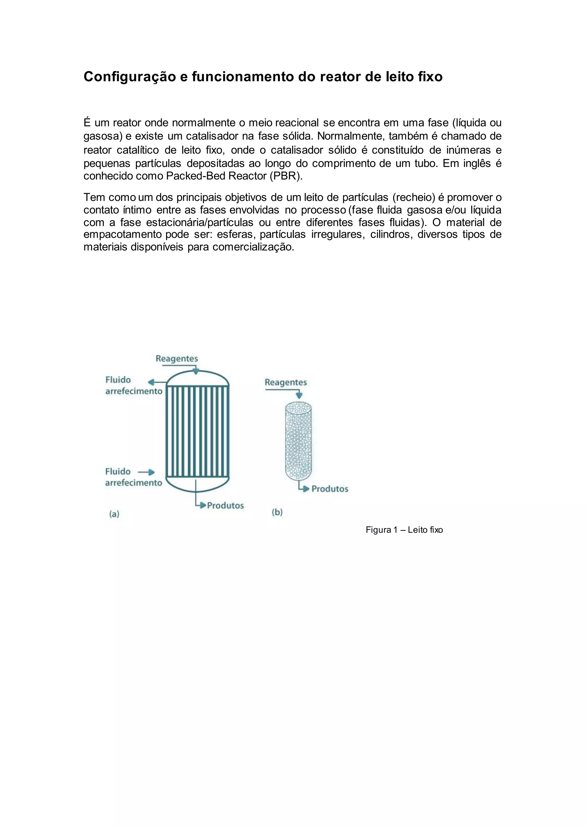 Trabalho reatores leito fixo e fluidizado | DOCX