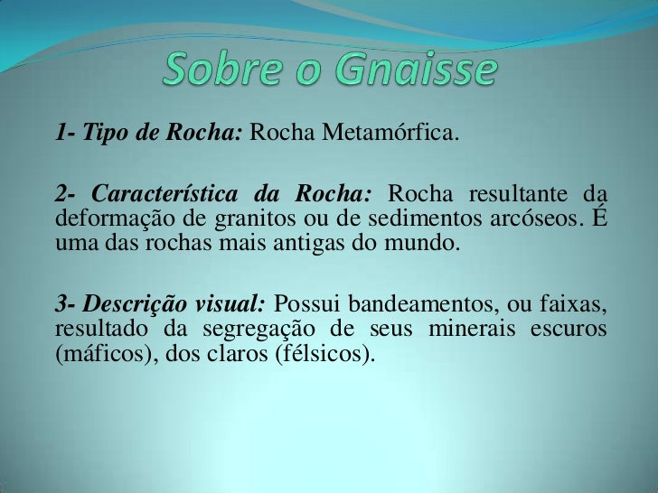 Trabalho de Mineralogia - Gnaisse
