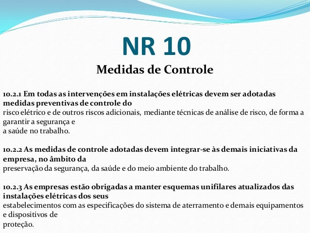 Trabalho de segurança em eletricidade nr 10