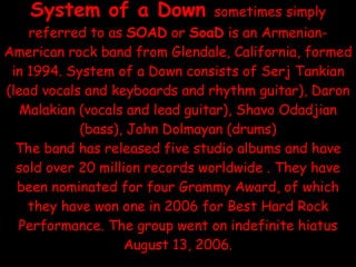 Trabalho Do System Of A Donw | PPT