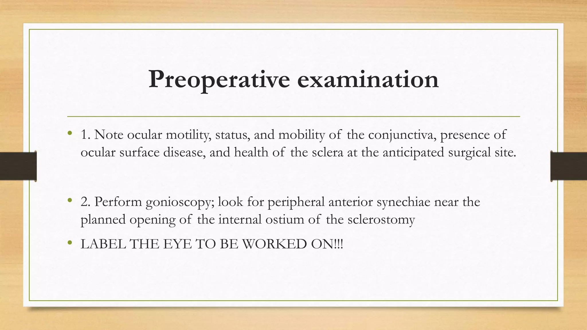 Trabeculectomy surgical procedure | PPTX