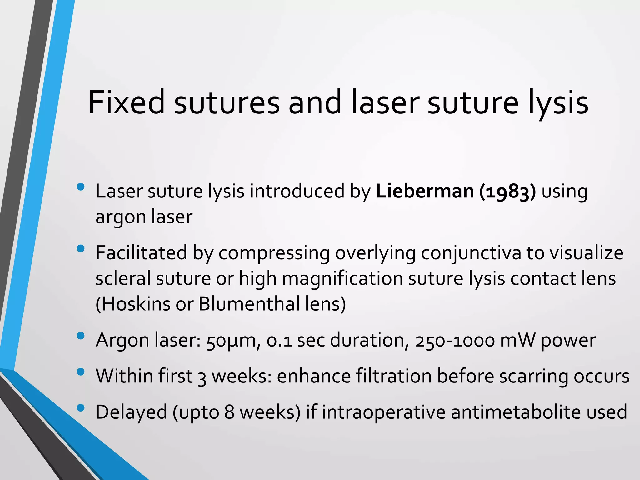 Trabeculectomy, trabeculotomy, goniotomy and their complications | PPTX