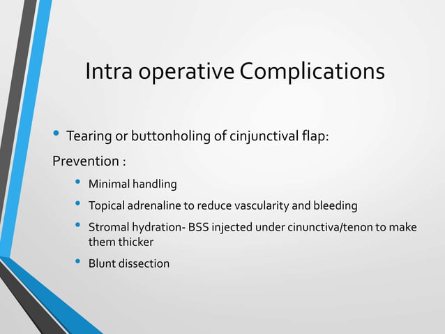 Trabeculectomy, trabeculotomy, goniotomy and their complications | PPTX ...