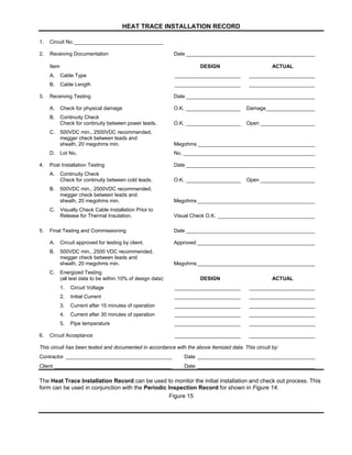 Trace Heating Cables Self Regulating - Installation Manual | PDF