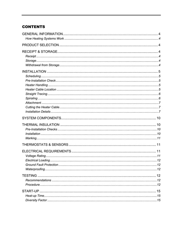 Trace Heating Cables Self Regulating - Installation Manual | PDF