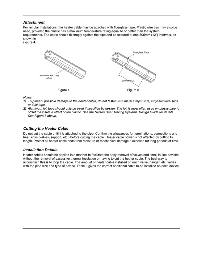 Trace Heating Cables Self Regulating - Installation Manual | PDF