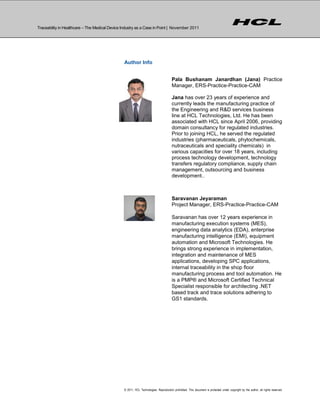 HCLT Whitepaper: Traceability in Healthcare~ The Medical Device ...