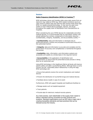 HCLT Whitepaper: Traceability in Healthcare~ The Medical Device ...
