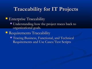 Traceability: Why Connecting the Dots is Important | PPT
