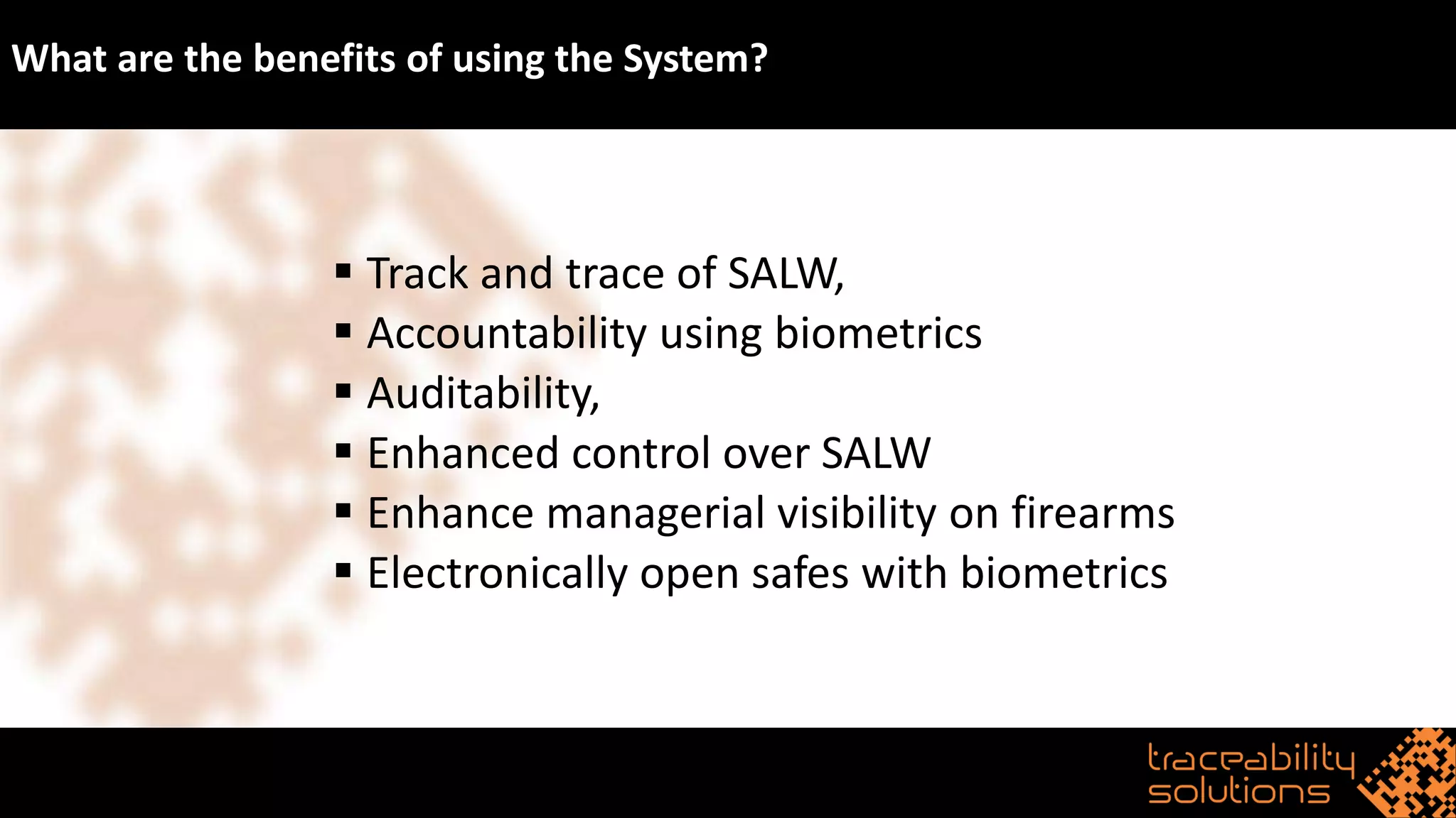Weapons marking system track and trace | PDF