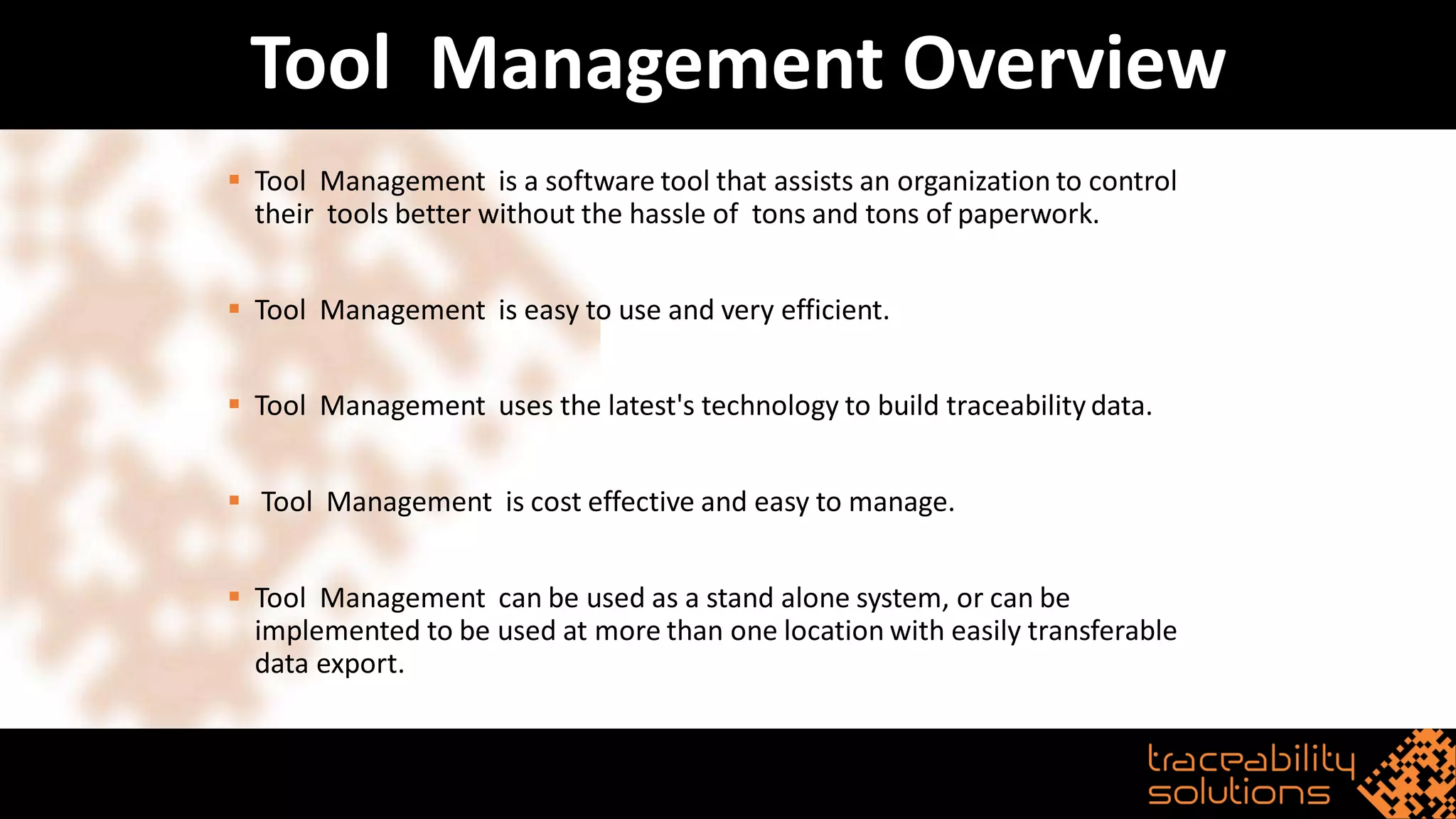 Tool management system | PDF
