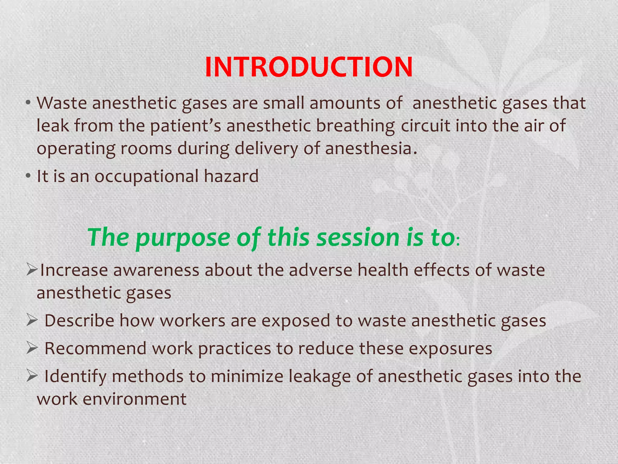 Trace anesthetic exposure | PPTX