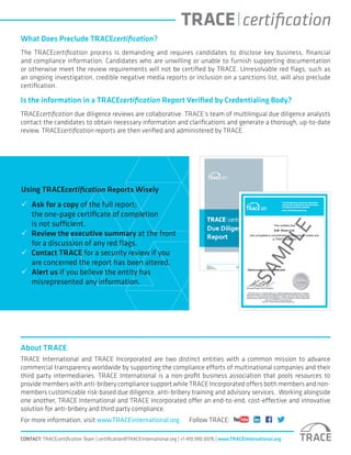 Trace Certified Entities - What TRACEcertification does and does not ...
