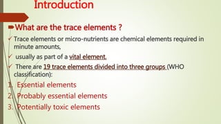 Trace elements and dental health | PPTX