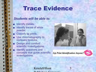 Trace Evidence for HS Forensic Science Class | PPTX