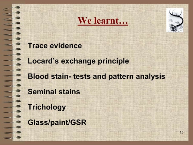 trace evidence in forensic medicine practice | PPT | Arms & Ammunition ...