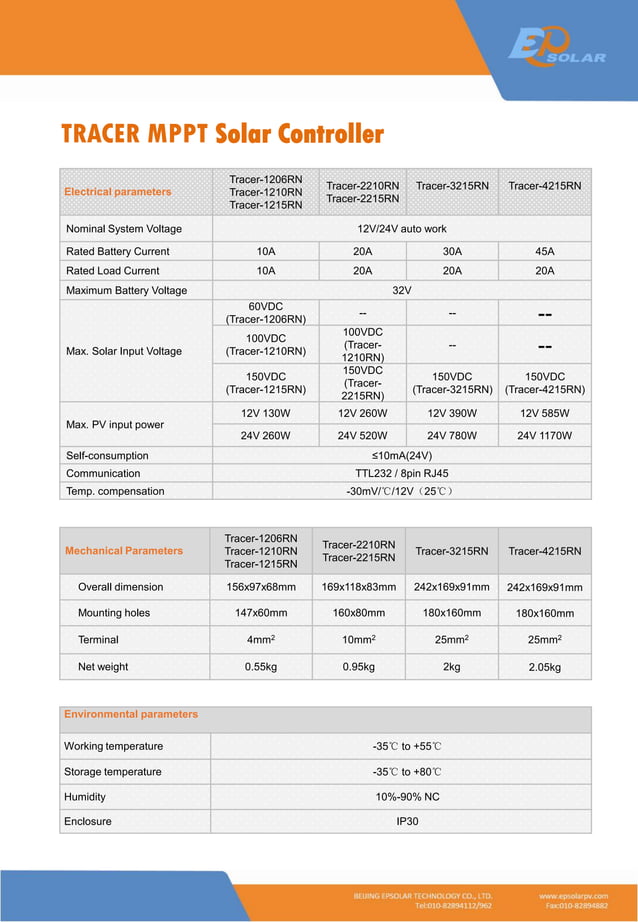 Ultisolar MPPT Controller Tracer Series specification | PDF | Radio ...