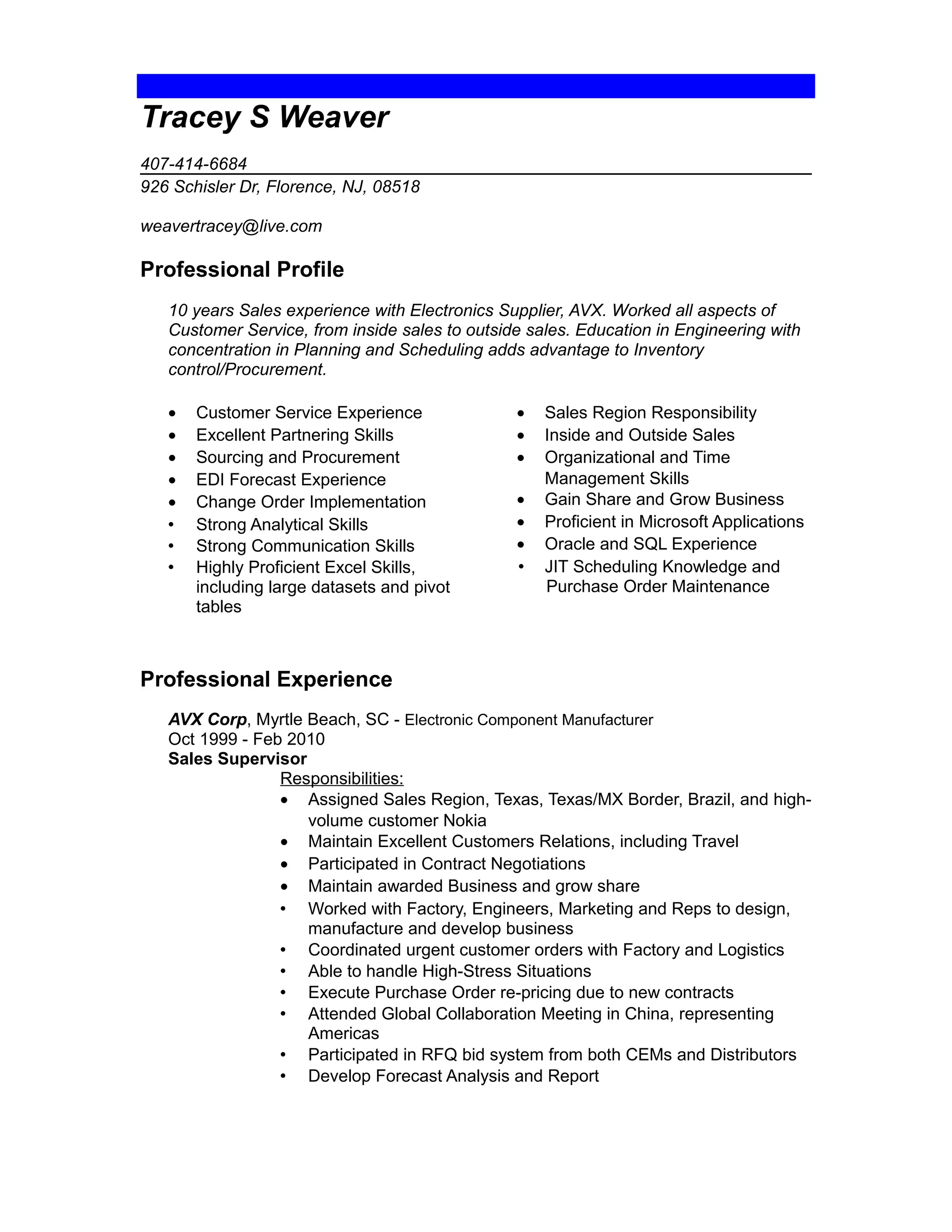 Tracey S Weaver Resume | DOC