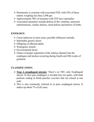 TRACHEOESOPHAGEAL FISTULA.pdf FOR NURSING STUDENTS | PDF