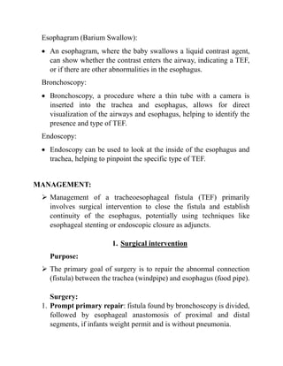 TRACHEOESOPHAGEAL FISTULA.pdf FOR NURSING STUDENTS | PDF