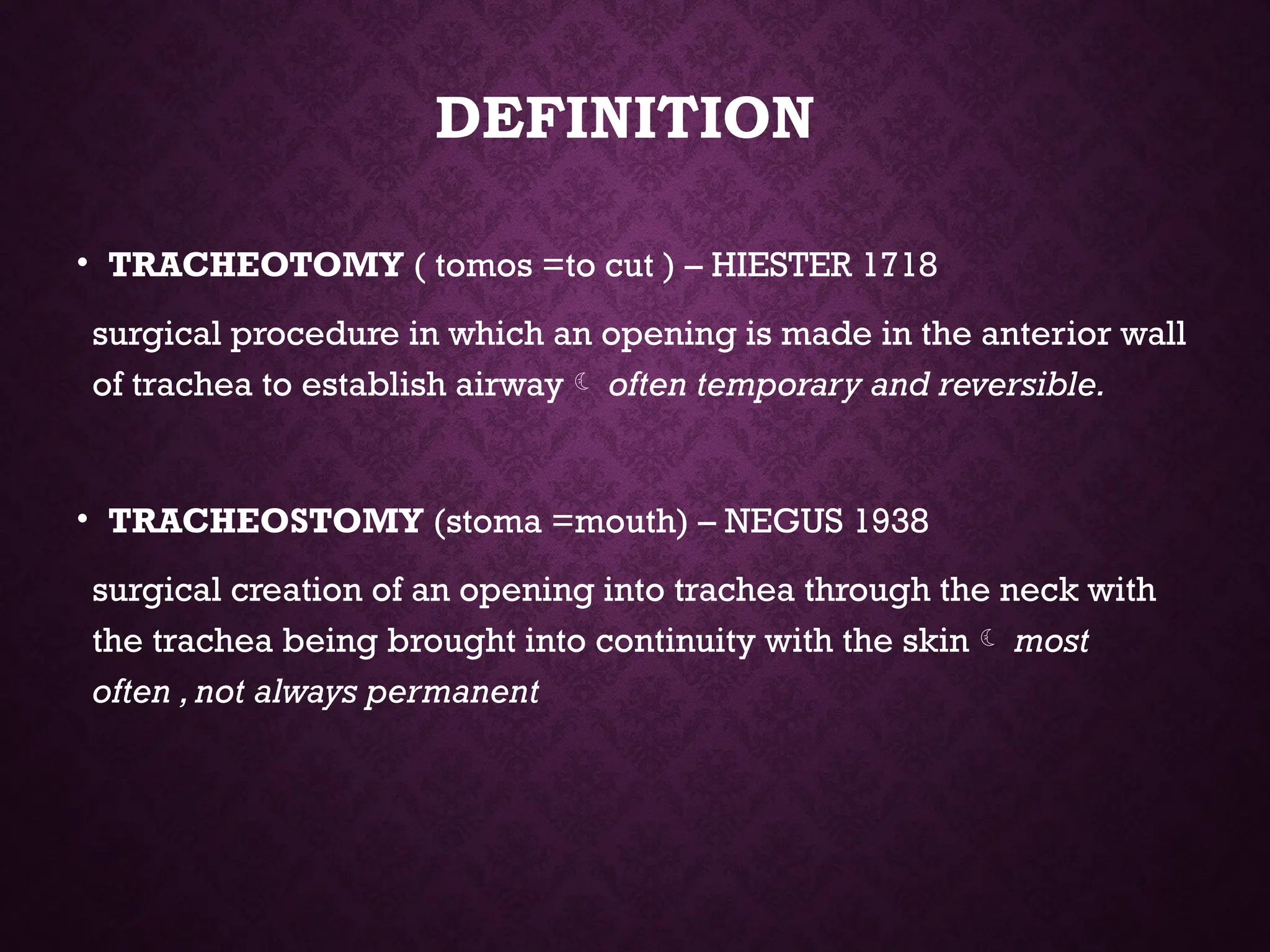 Procedure variations of tracheostomy surgery | PPTX